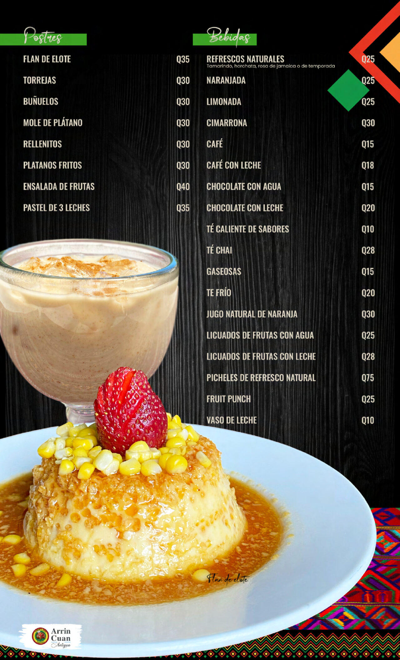 Menú Arrin Cuan Antigua Guatemala | Arrin Cuan